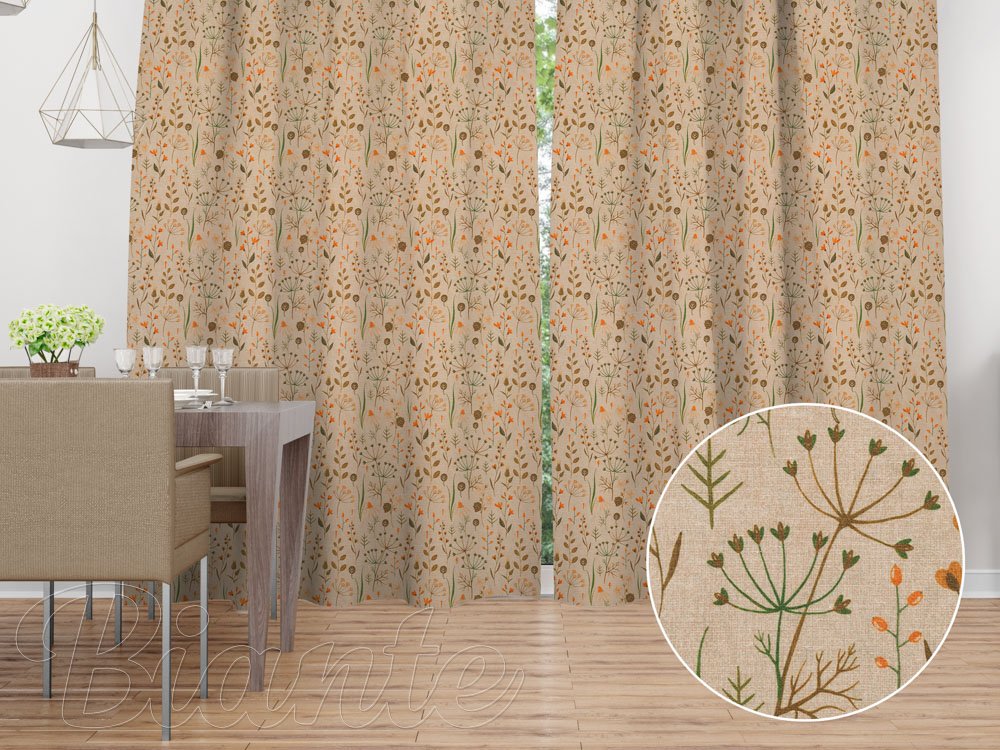 Dekorační závěs na míru PML-070 Podzimní rostliny na světle hnědém od Biante.cz