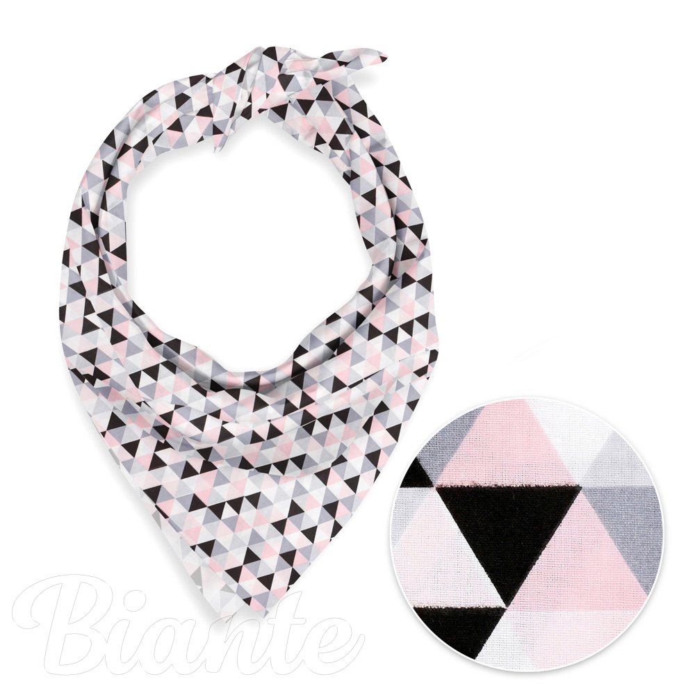Bavlněný šátek Sandra SA-110 Růžovo-černo-šedé trojúhelníčky od Biante.cz