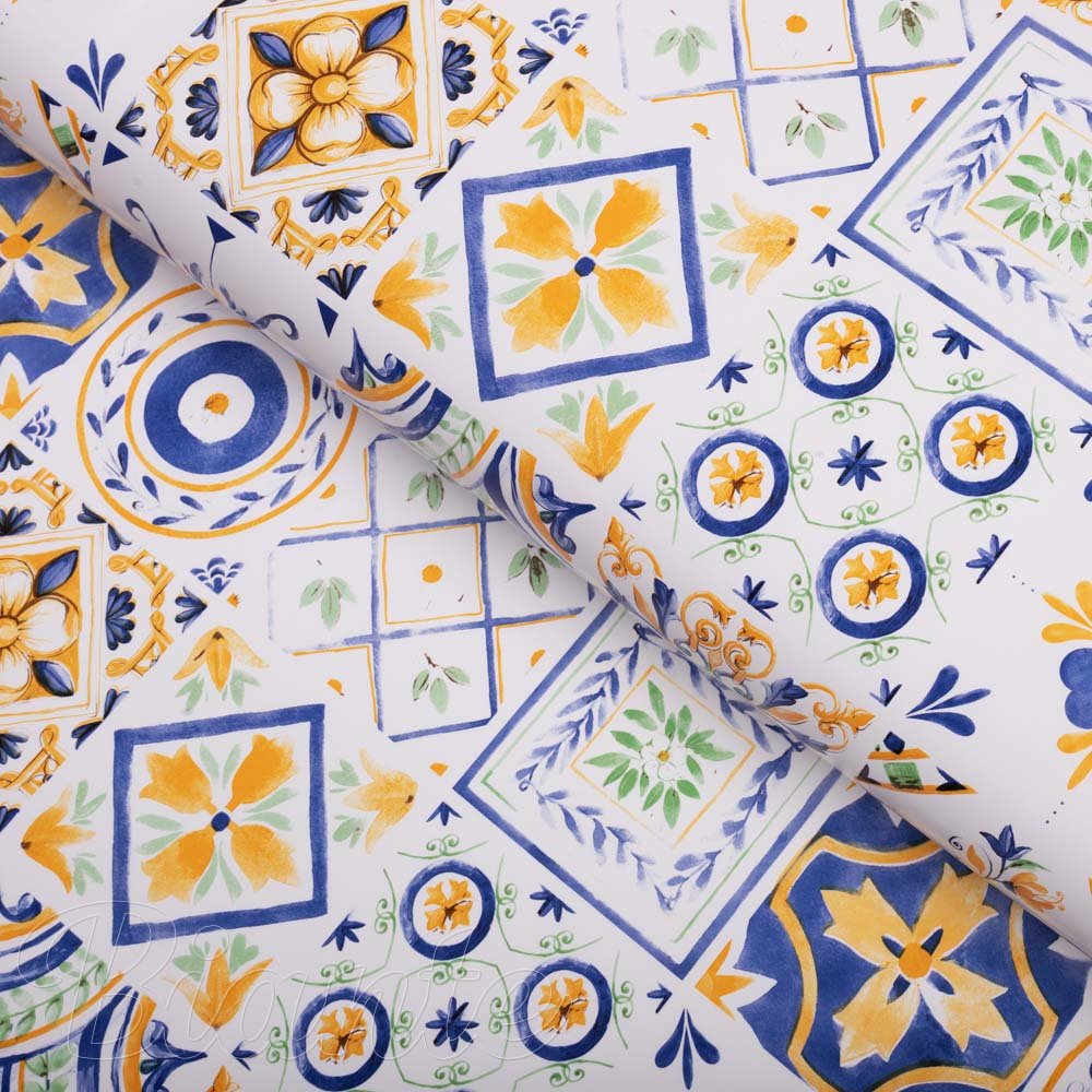 PVC ubrus Modrožlutá dlaždicová mozaika PV-044 - metráž š. 140 cm od ...