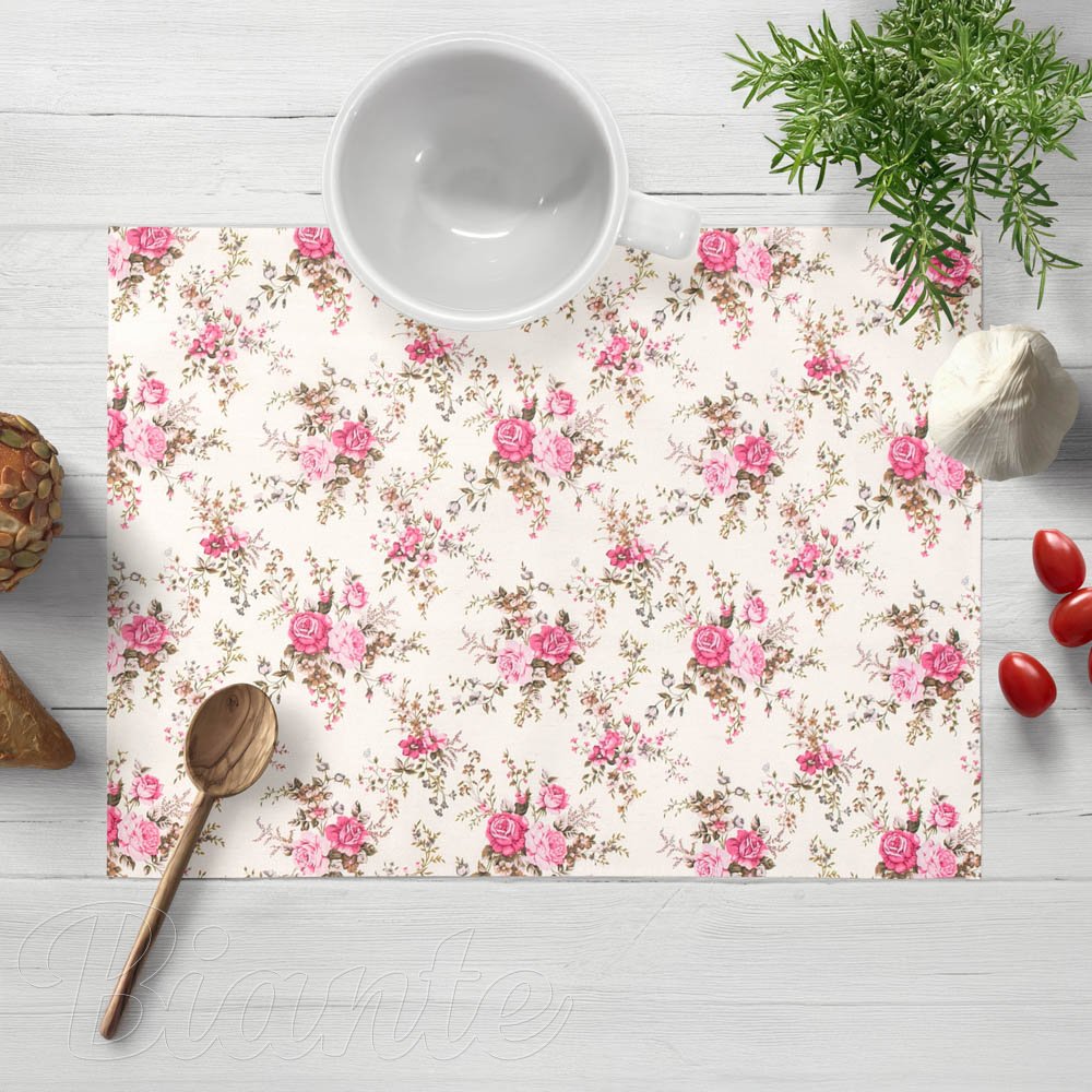 Dekorační prostírání na stůl PML-107 Růžové růžičky na bílém od Biante.cz